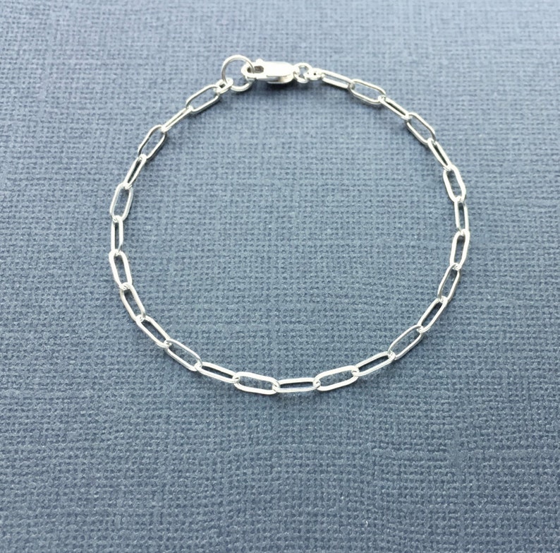 Sterling Silver Chain Bracelet Silver Rectangle Link Chain - Etsy