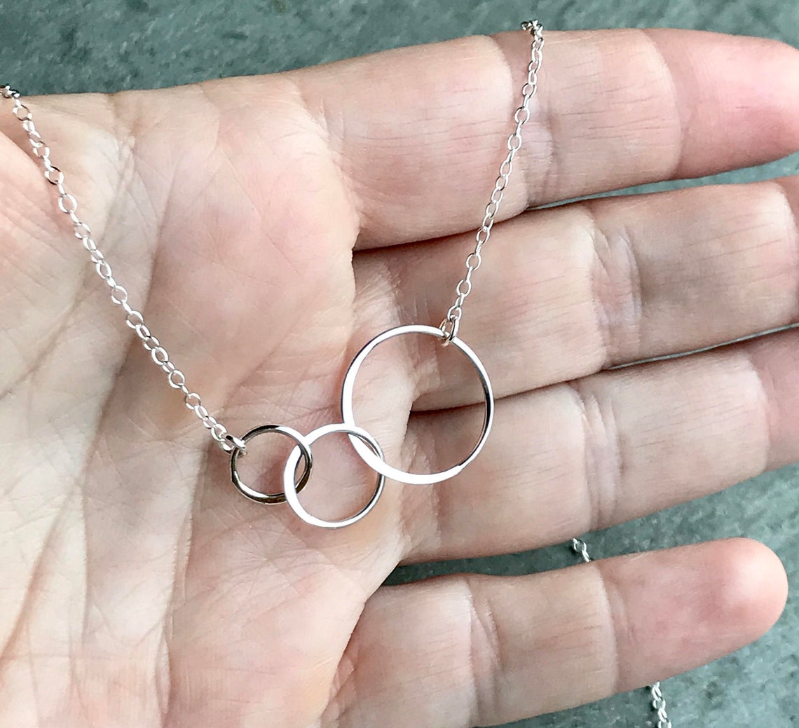 Sterling Silver 3 Circle Necklace Interlocking Rings | Etsy