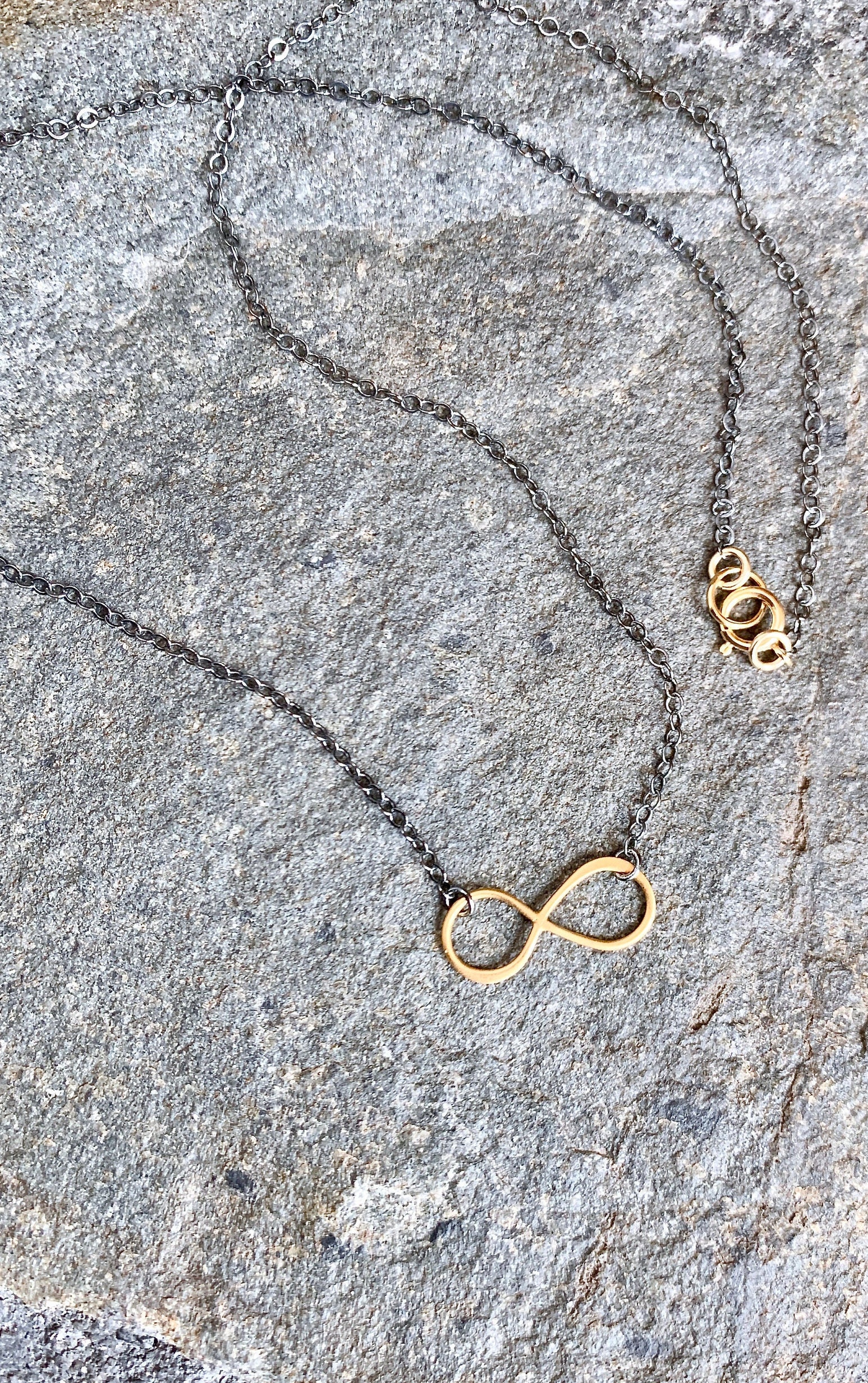 Gold Infinity Necklace Infinity Jewelry Black and Gold - Etsy