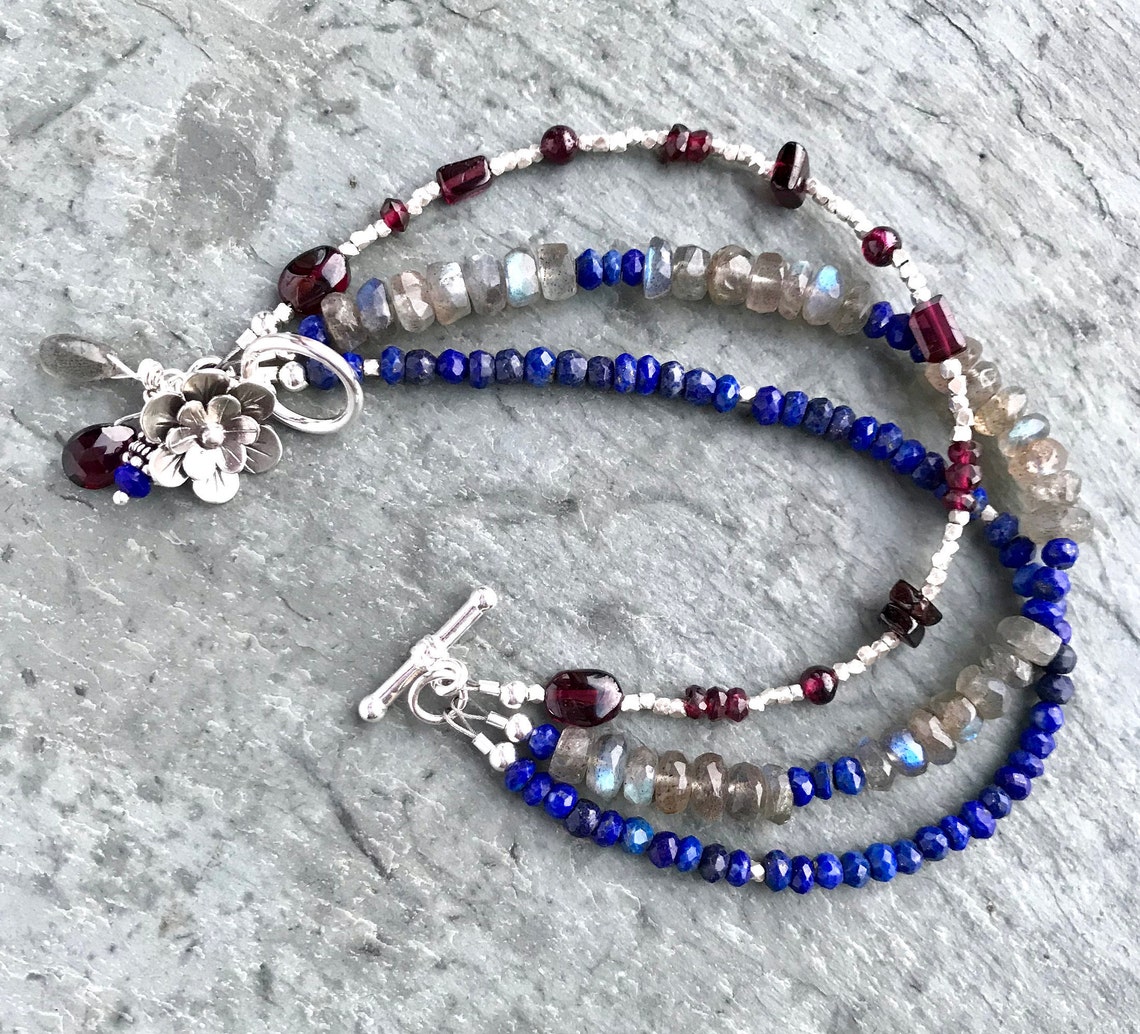 Triple Strand Gemstone Bracelet Sterling Silver 3 Strands - Etsy