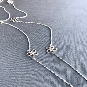 Long Sterling Silver Daisy Necklace, Daisy Chain Necklace, Open Daisy ...