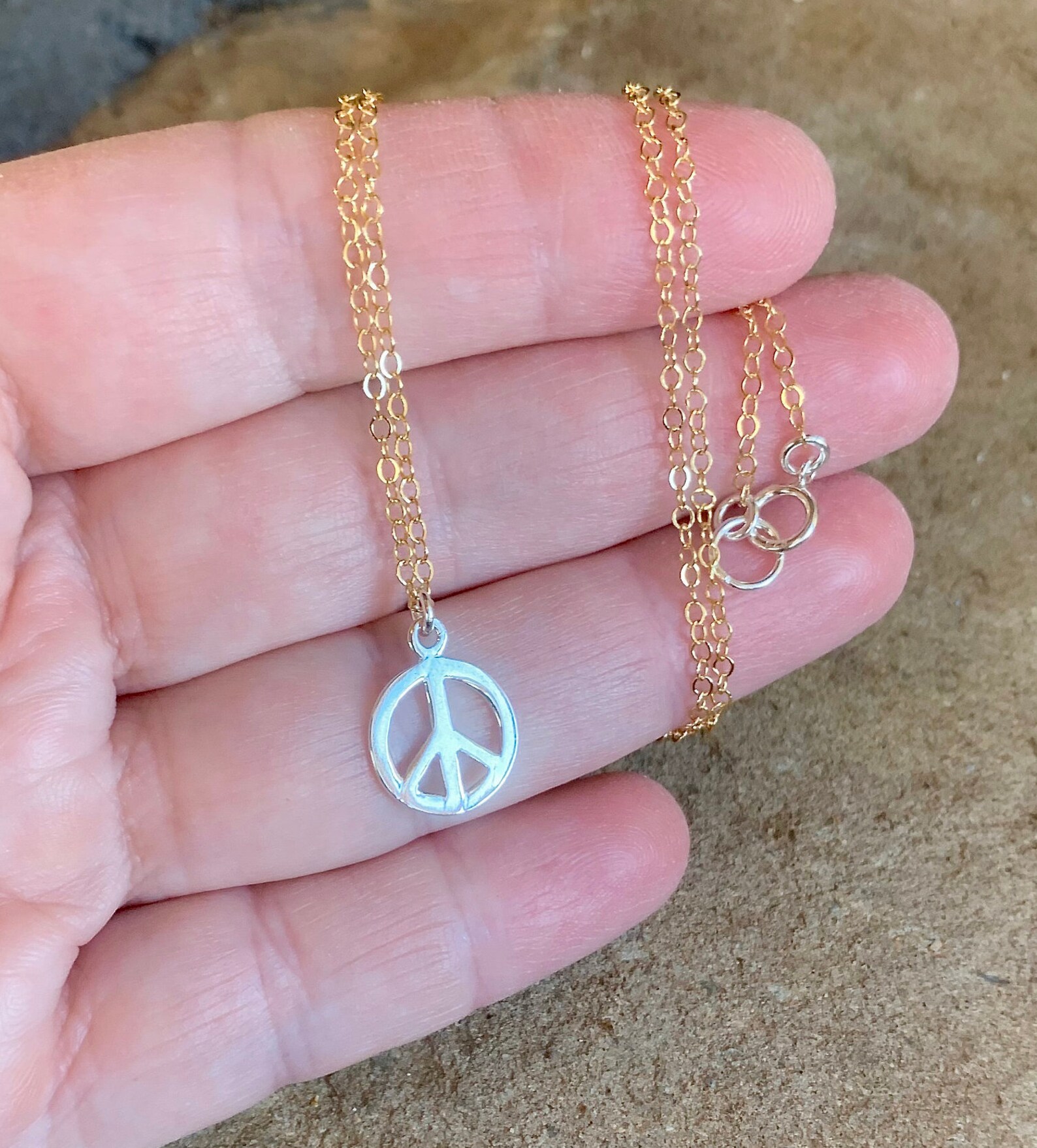 Peace Necklace Silver Peace Charm Peace on Earth Sterling | Etsy