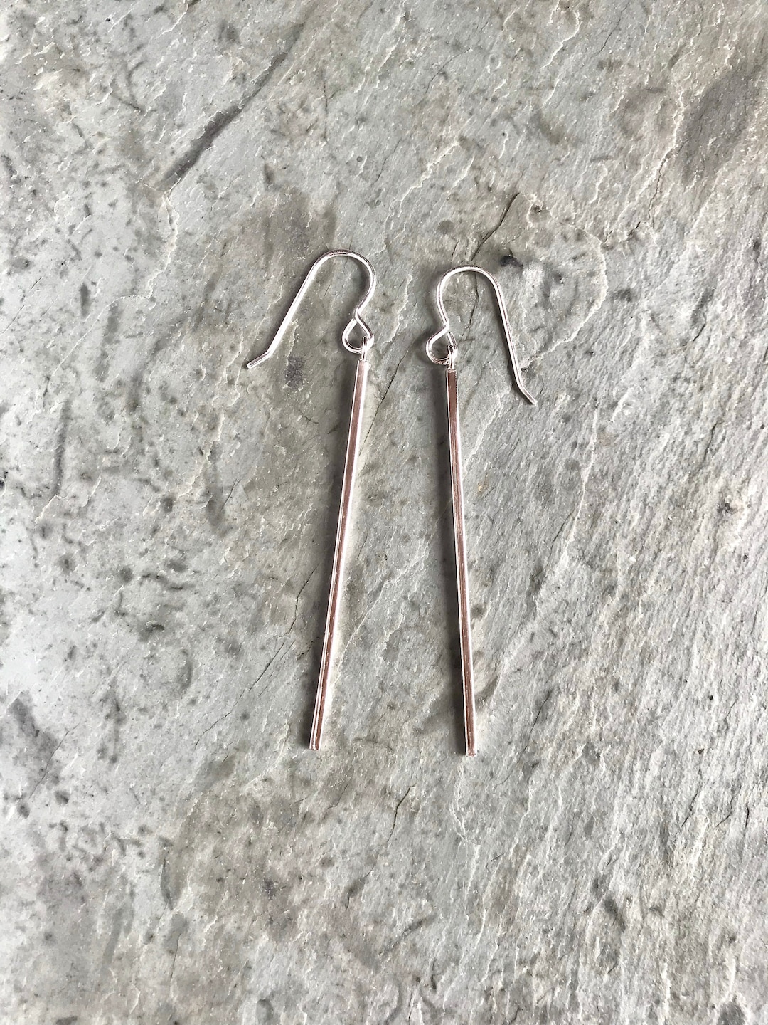 Sterling Silver Stick Earring, Long Thin Silver Bar, Dangle Bar Earring ...