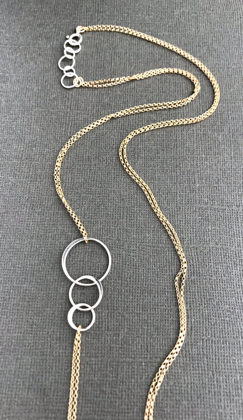 Three Circle Necklace Gold Filled Chain 3 Circles - Etsy