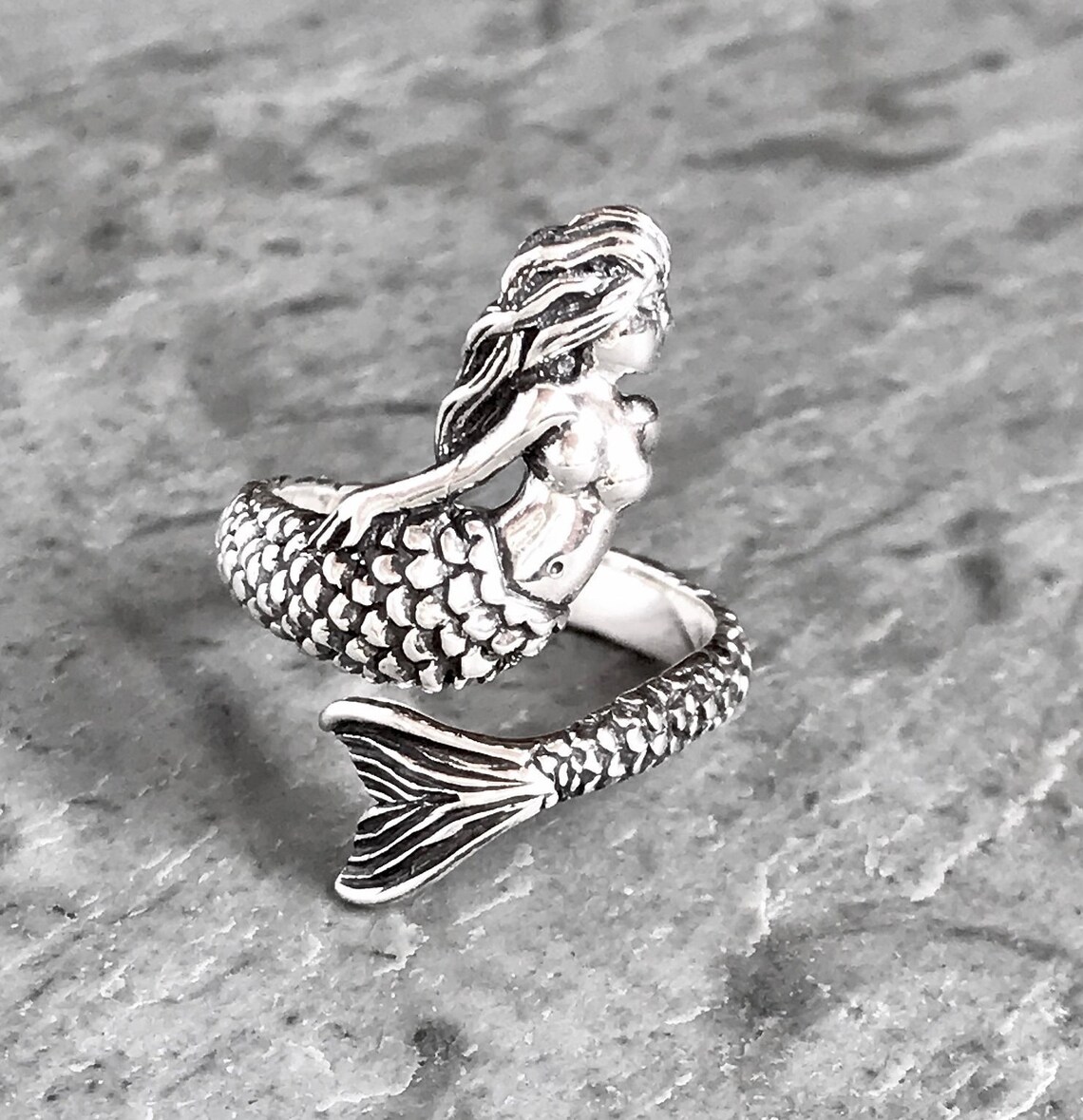 Sterling Silver Mermaid Ring Mermaid Jewelry Adjustable - Etsy