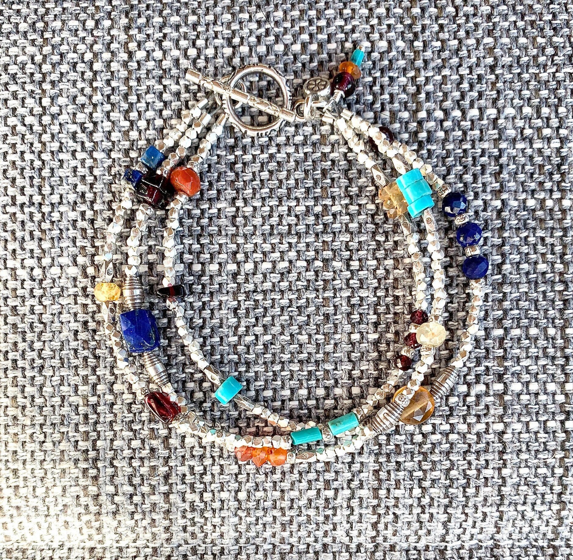 Three Strand Gemstone Bracelet Sterling Silver 3 Strands - Etsy