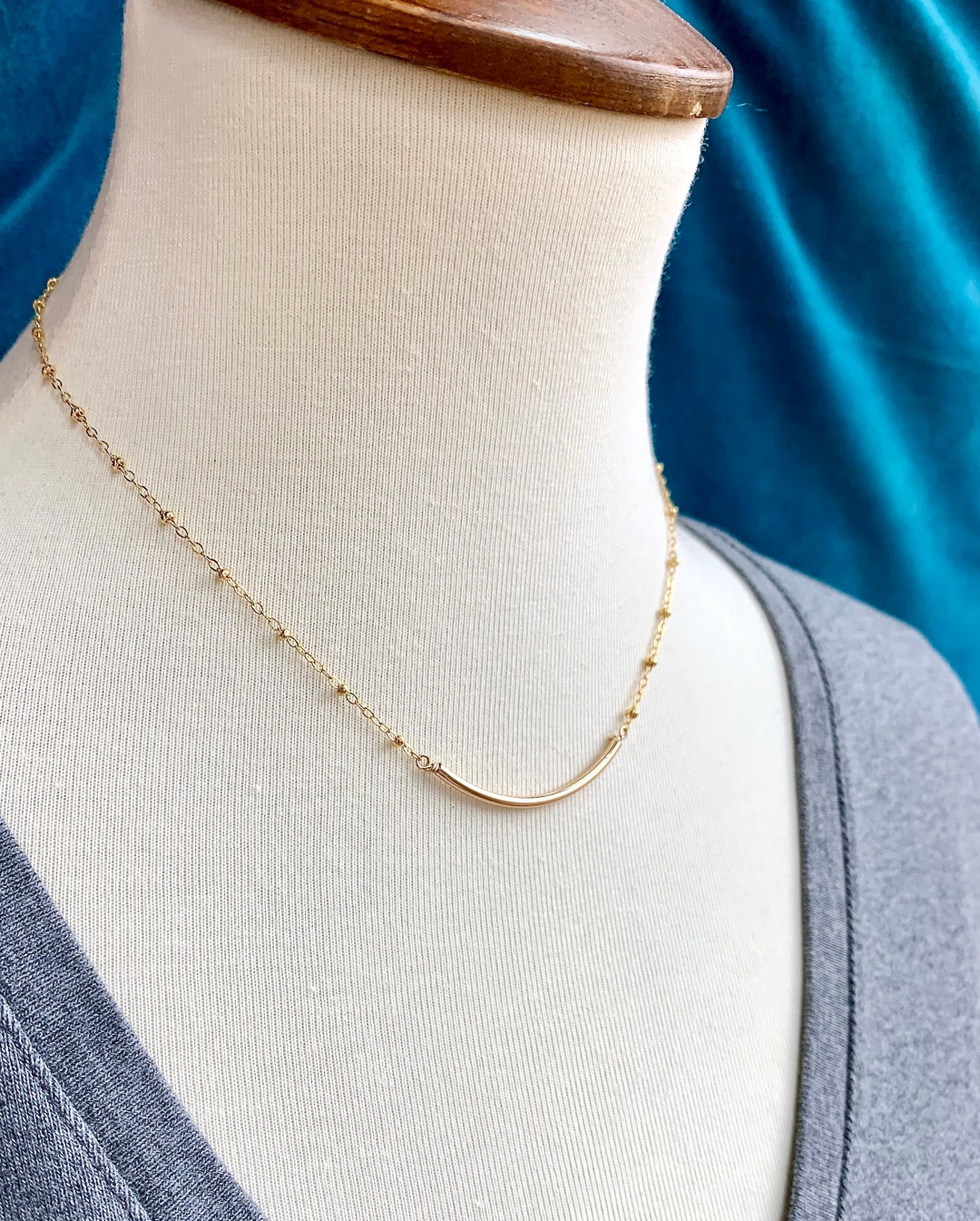 Gold Tube Necklace, Gold Layering Necklace, Satellite Chain, Fixed ...