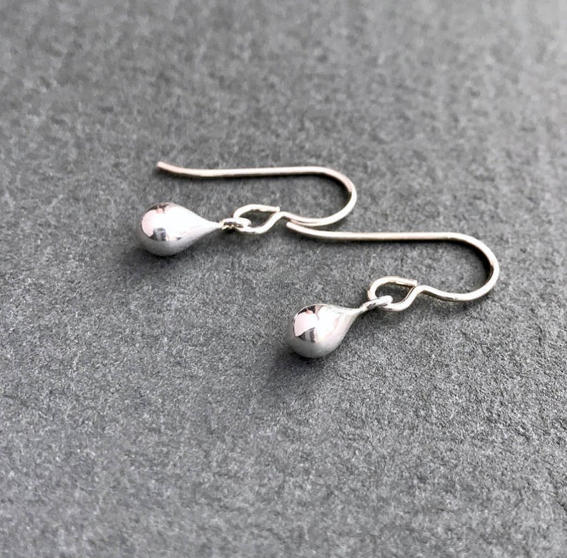 Raindrop Earrings Sterling Silver Drop Modern Everyday - Etsy