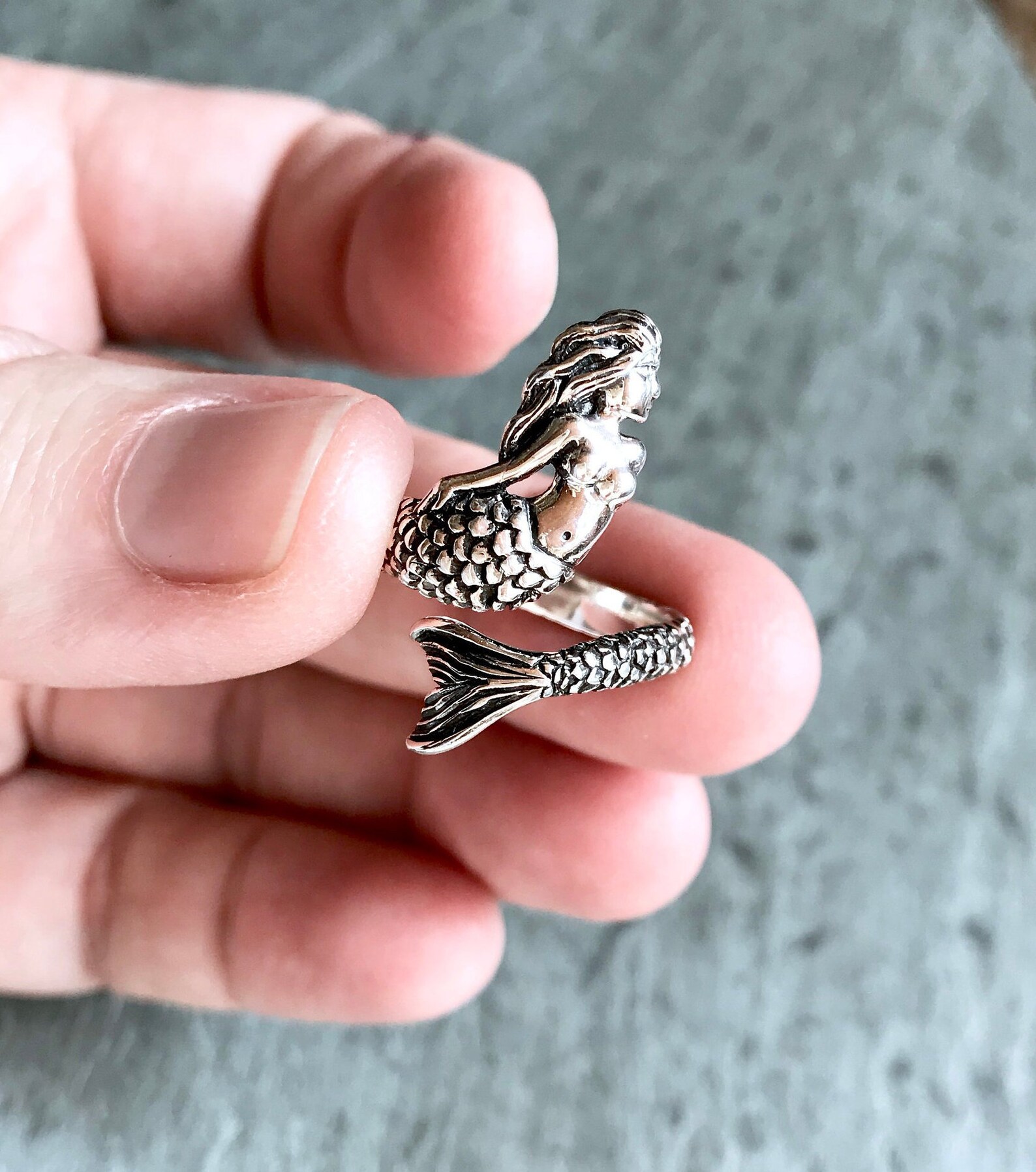 Sterling Silver Mermaid Ring Mermaid Jewelry Adjustable | Etsy