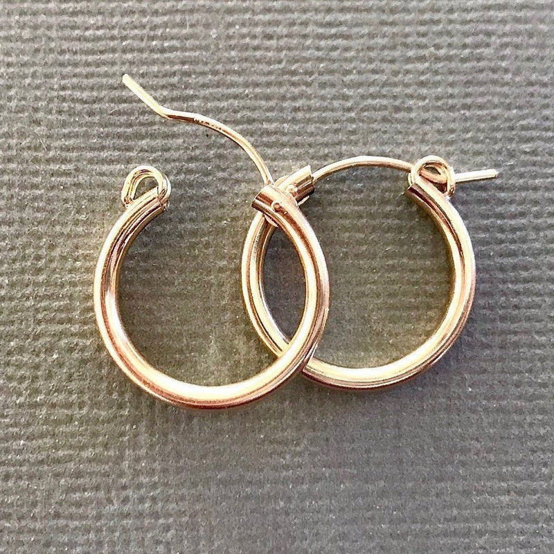 14k Gold Hoop Earrings Hinge Clasp - Etsy