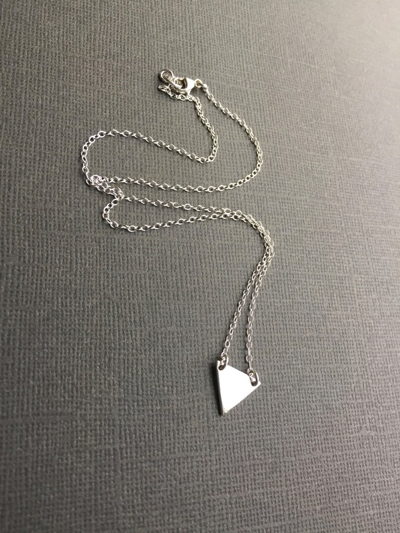 Silver Triangle Necklace Sterling Silver Simple Minimal - Etsy