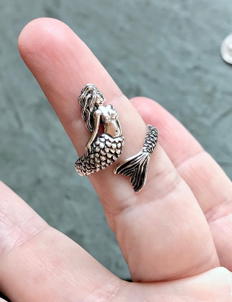 Sterling Silver Mermaid Ring Mermaid Jewelry Adjustable | Etsy