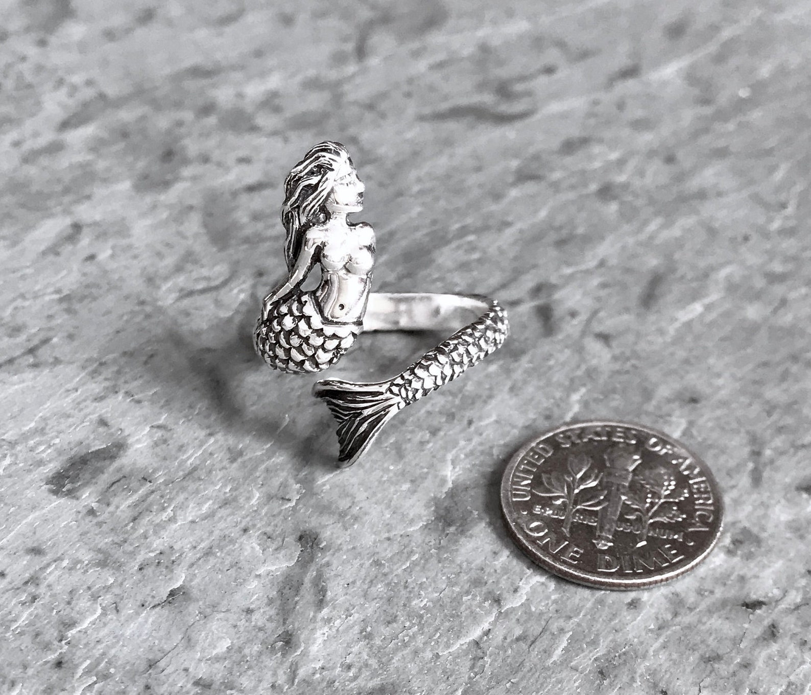 Sterling Silver Mermaid Ring Mermaid Jewelry Adjustable | Etsy