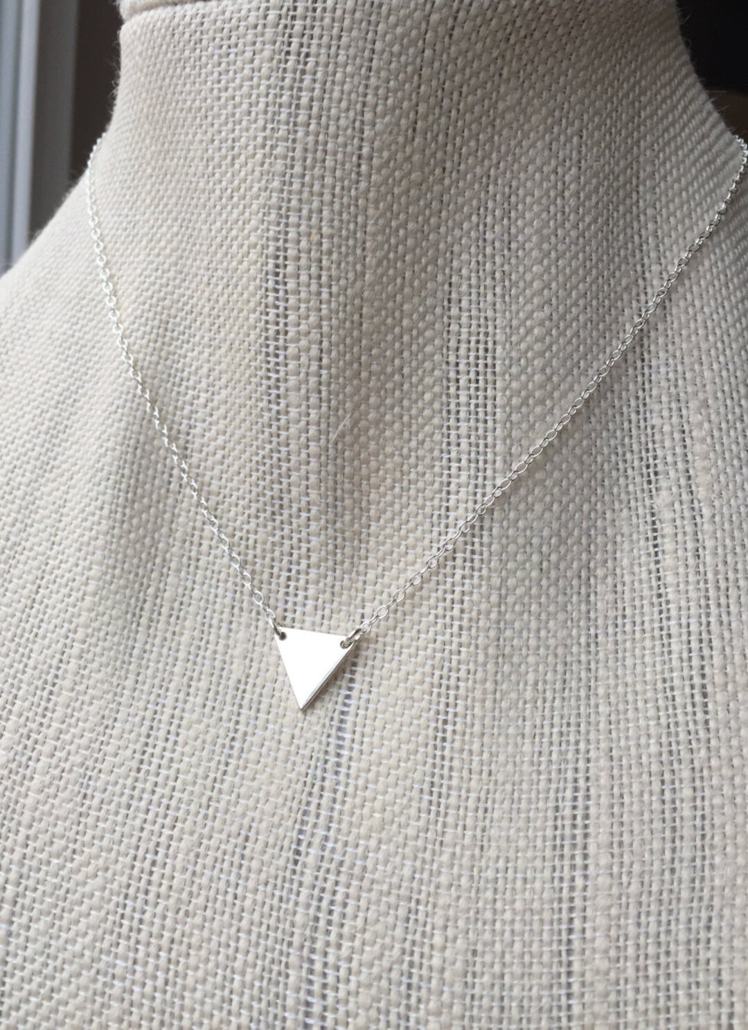 Silver Triangle Necklace, Sterling Silver, Simple Minimal Layering ...