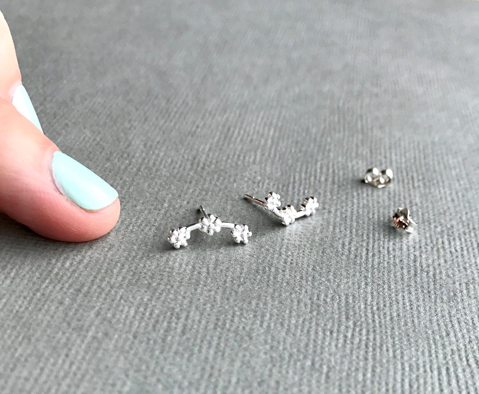 Silver Daisy Ear Climbers, Tiny Daisy Chain Earring, Sterling Daisy ...