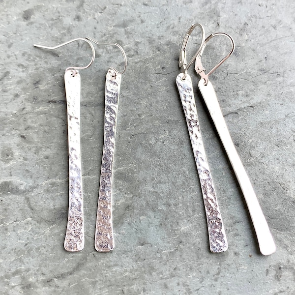 Silver Bar Earrings - Etsy