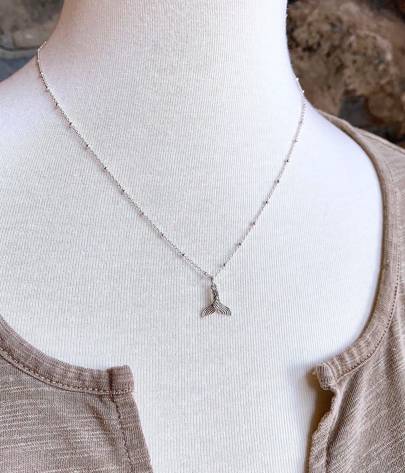 Sterling Silver Mermaid Tail Necklace Dainty Mermaid Charm | Etsy