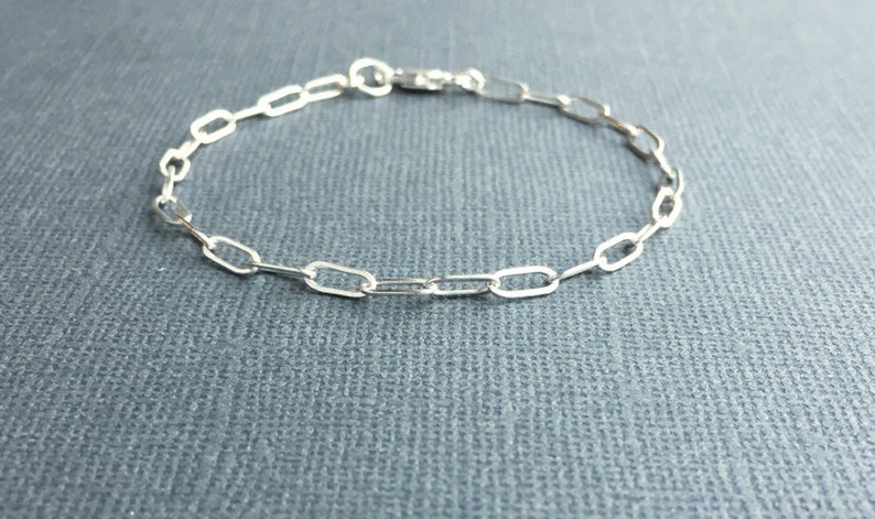 Sterling Silver Chain Bracelet Silver Rectangle Link Chain - Etsy