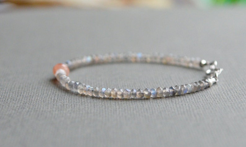Labradorite Moonstone Sunstone Bracelet Sterling Silver | Etsy