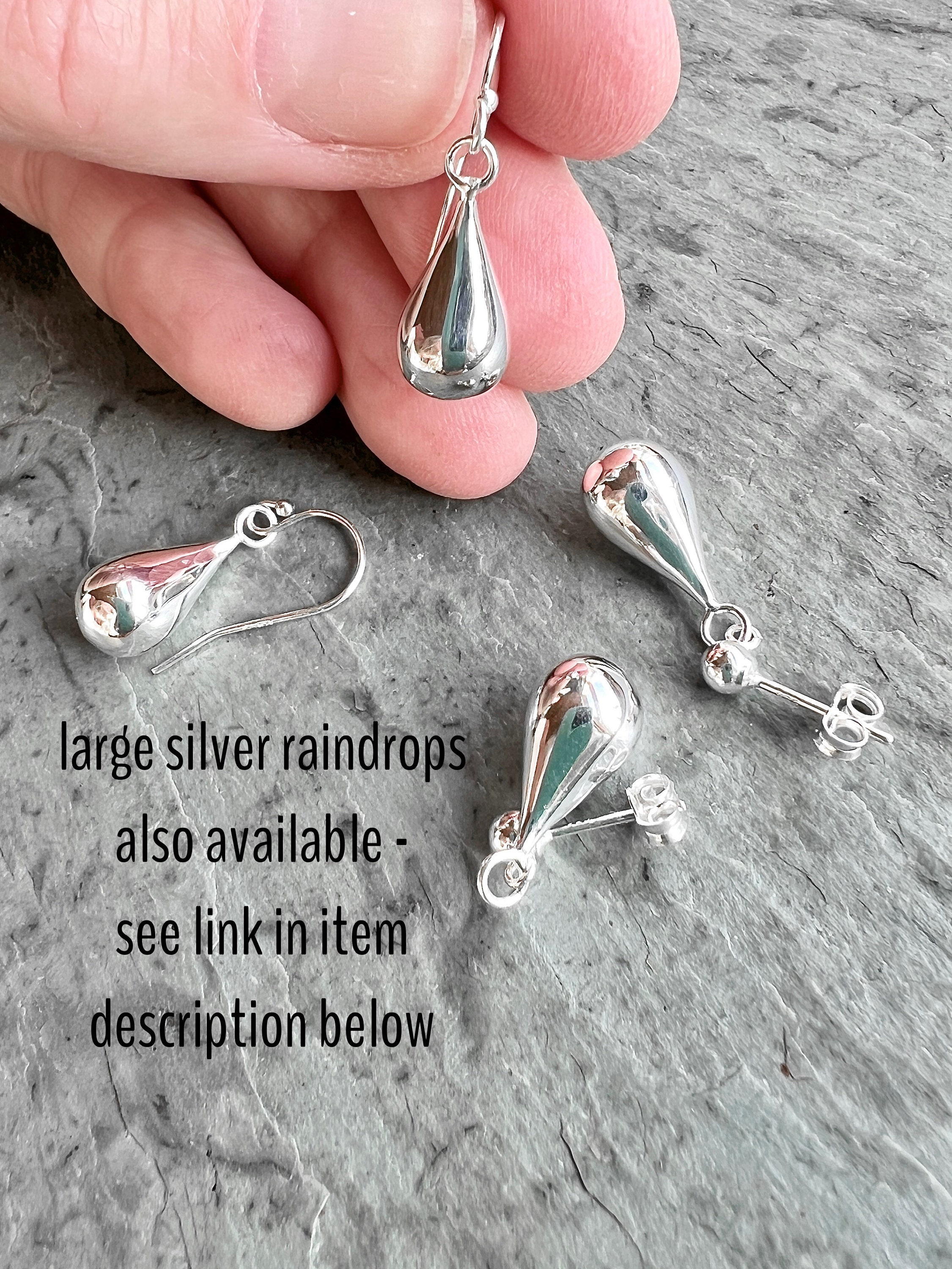 Silver Raindrop Necklace, Silver Teardrop, Simple Sterling Drop Pendant ...