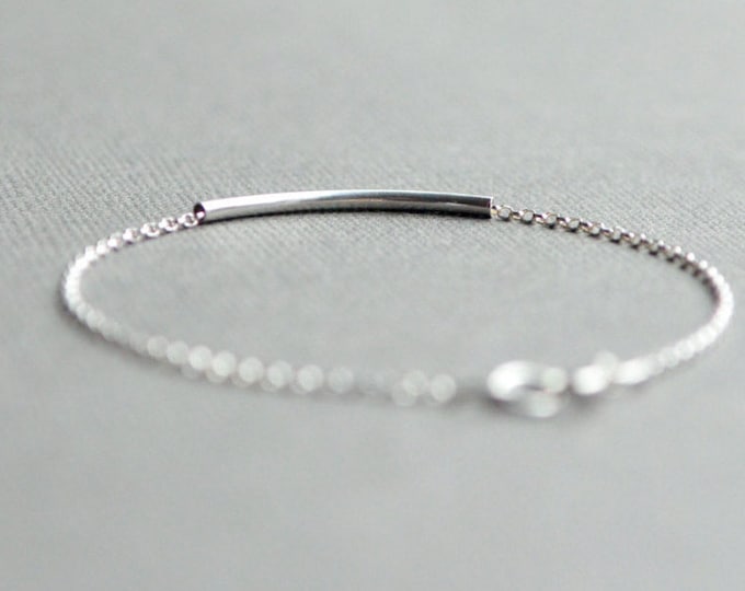 Sterling Silver Bar Bracelet, Minimal Sterling Silver Bracelet, Silver ...