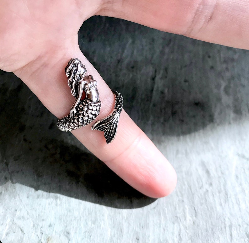 Sterling Silver Mermaid Ring Mermaid Jewelry Adjustable | Etsy