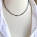 Black Beaded Choker, Moonstone or Labradorite Drop, Blue Flash, Skinny ...
