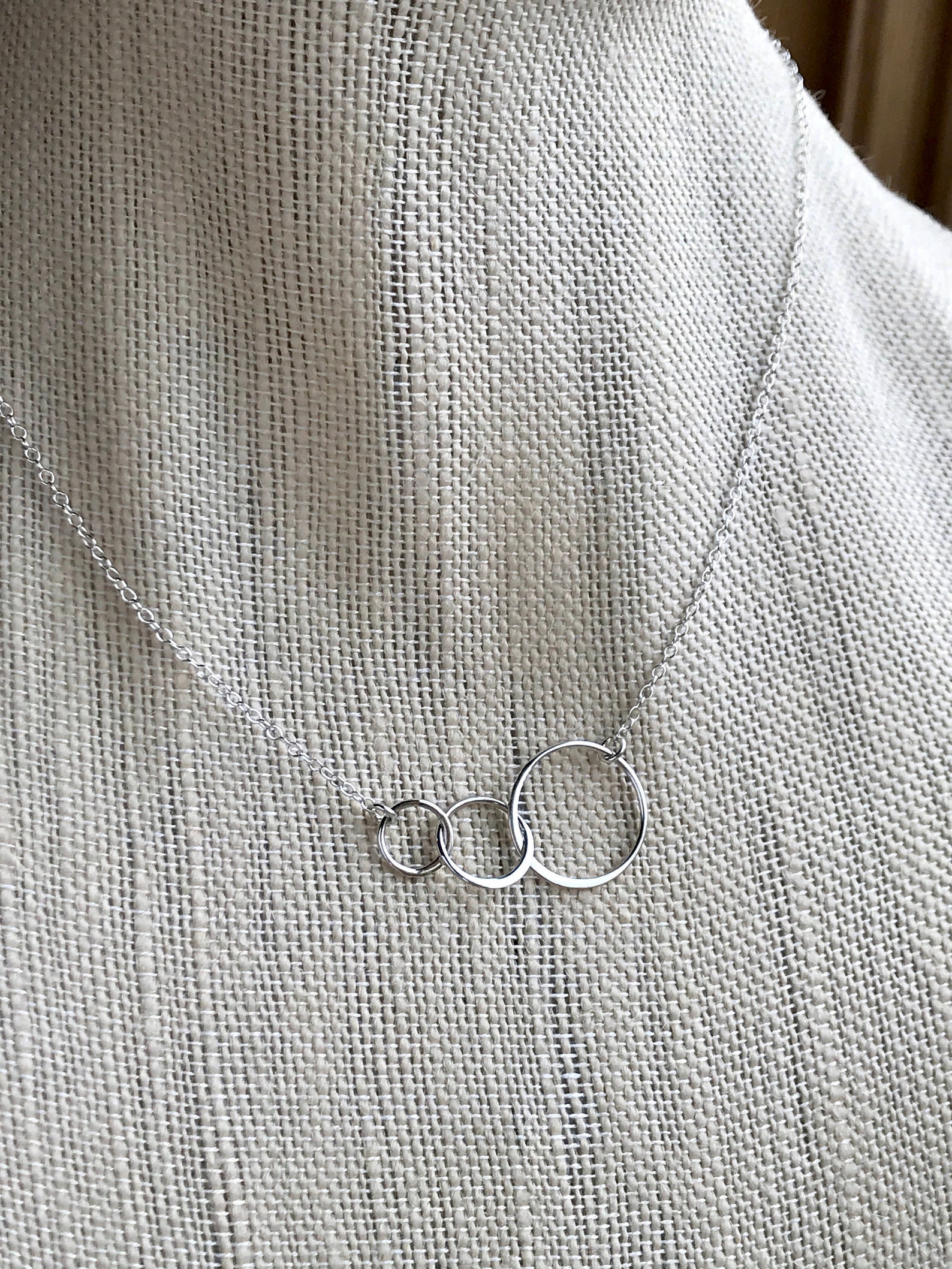 Sterling Silver 3 Circle Necklace Interlocking Rings | Etsy