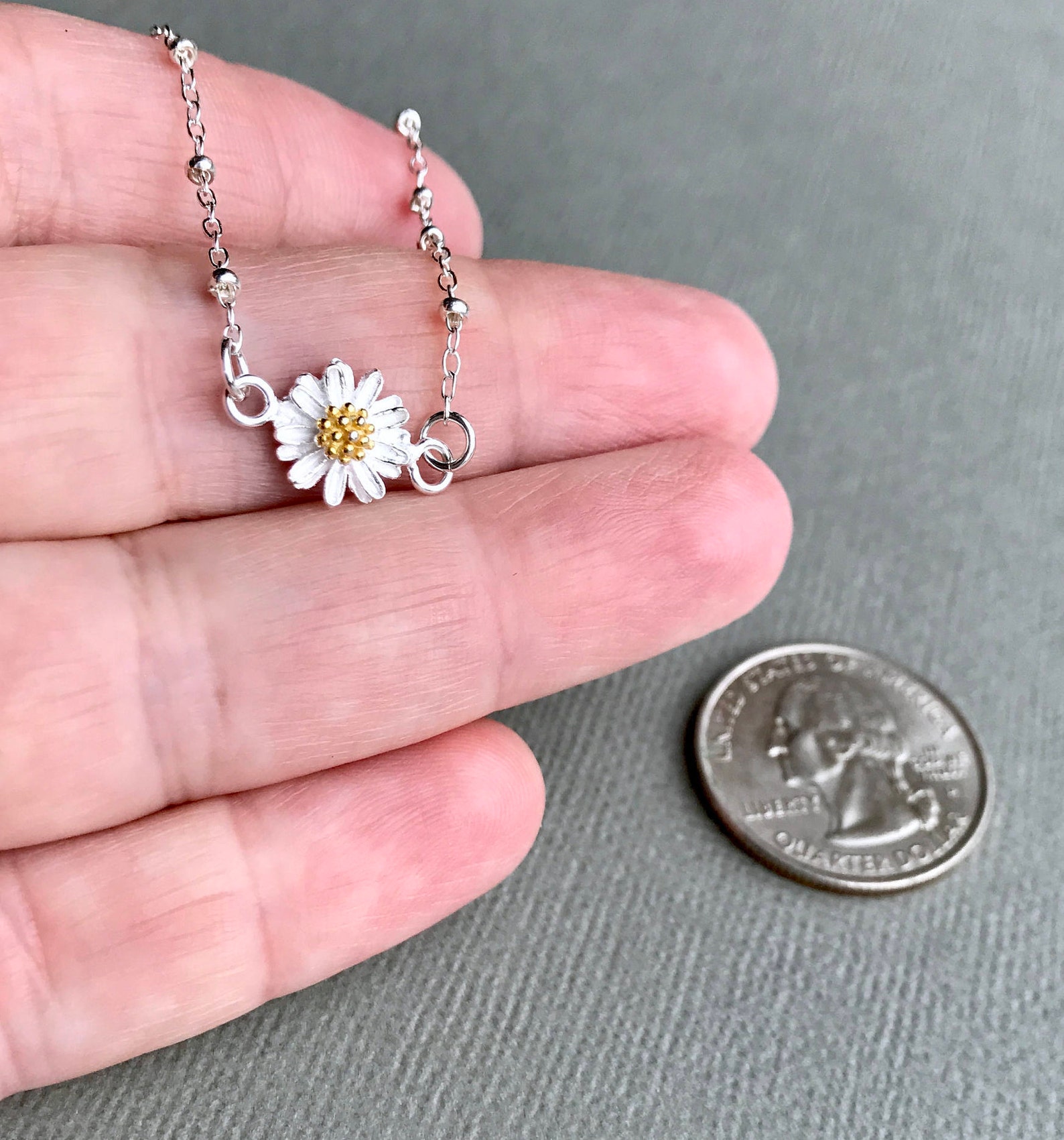 Daisy Bracelet Sterling Silver Satellite Chain Flower | Etsy