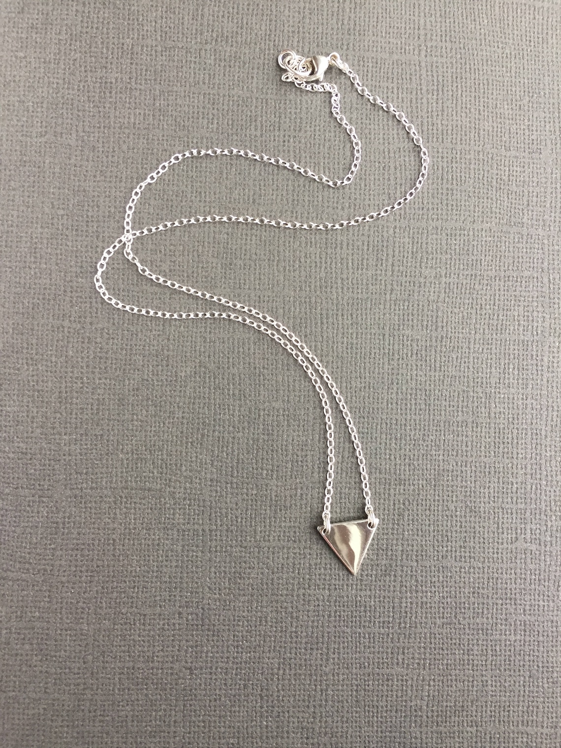 Silver Triangle Necklace Sterling Silver Simple Minimal | Etsy