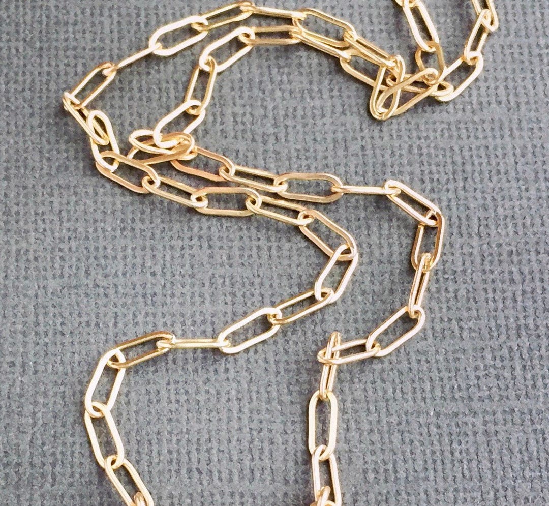 Gold Paperclip Necklace, Paperclip Chain, Gold Link Layering Necklace ...