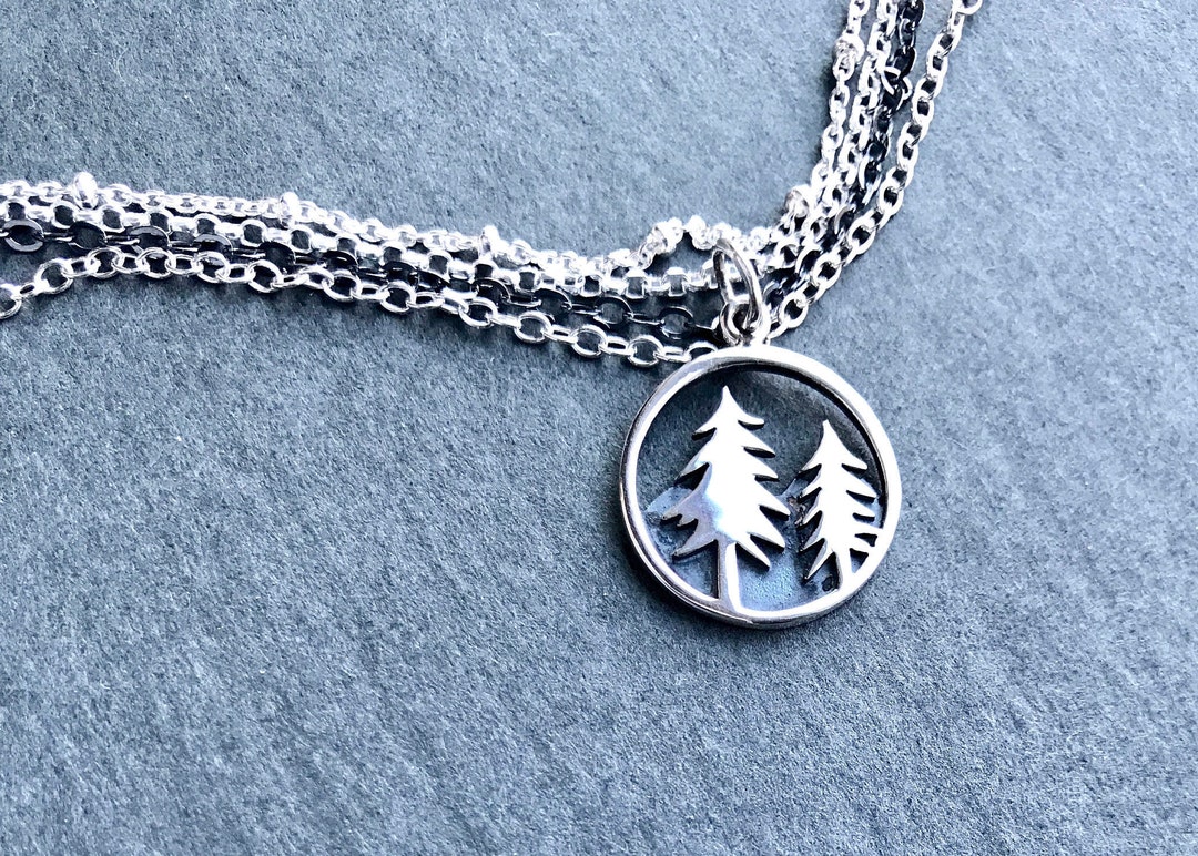 Pine Tree Necklace, Choose Chain Style, Silver Fir Tree Charm, Nature ...
