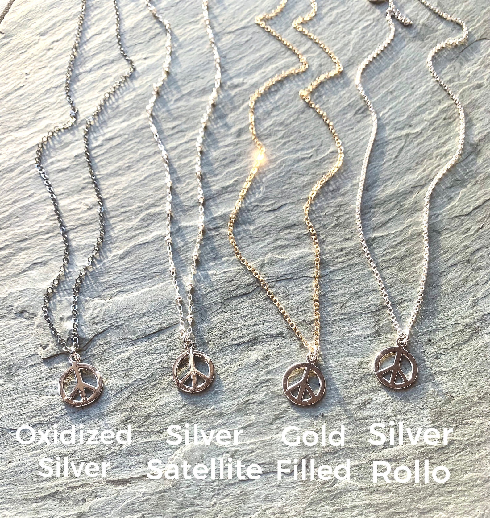 Peace Necklace Silver Peace Charm Peace on Earth Sterling | Etsy
