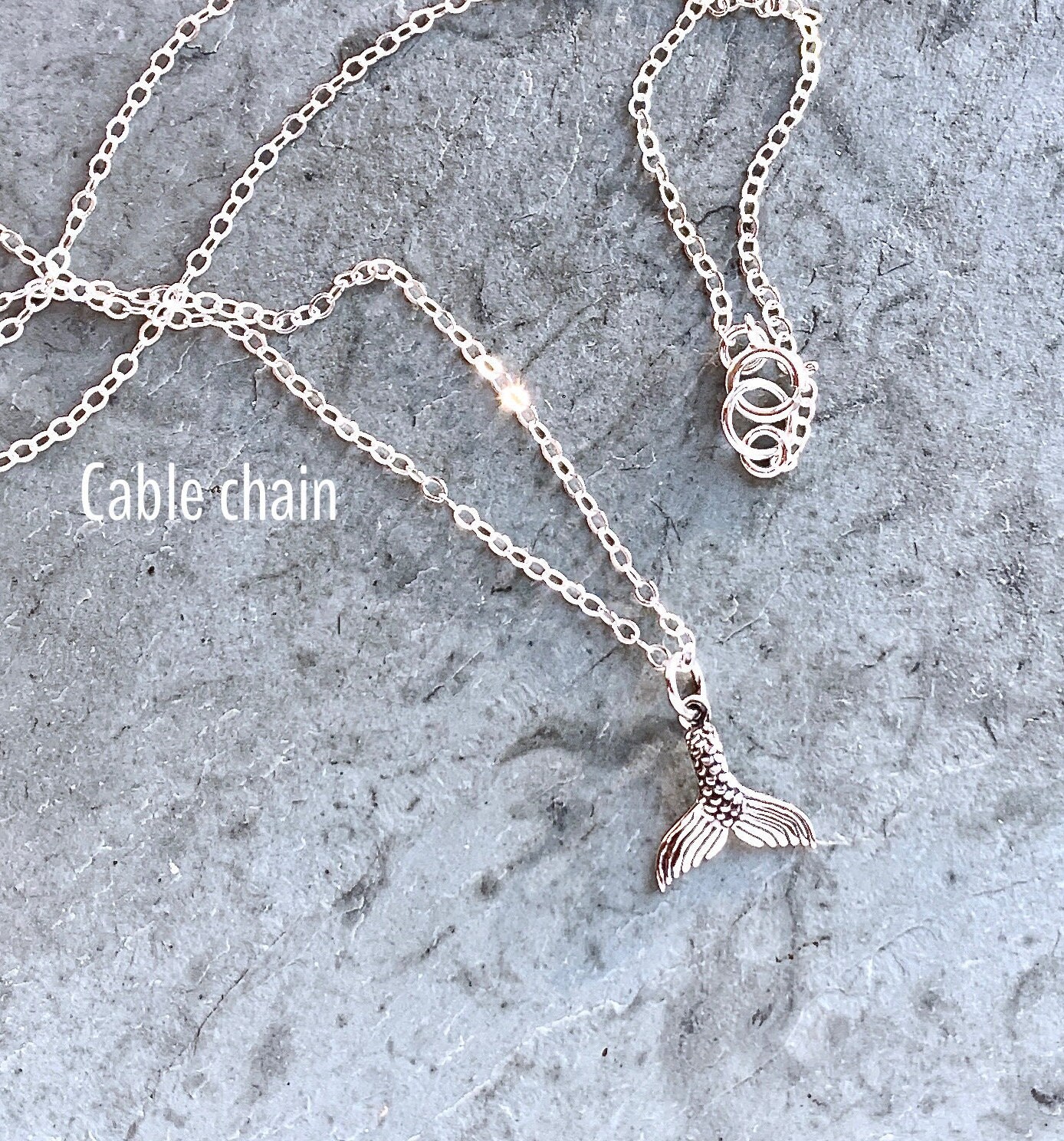 Sterling Silver Mermaid Tail Necklace Dainty Mermaid Charm | Etsy