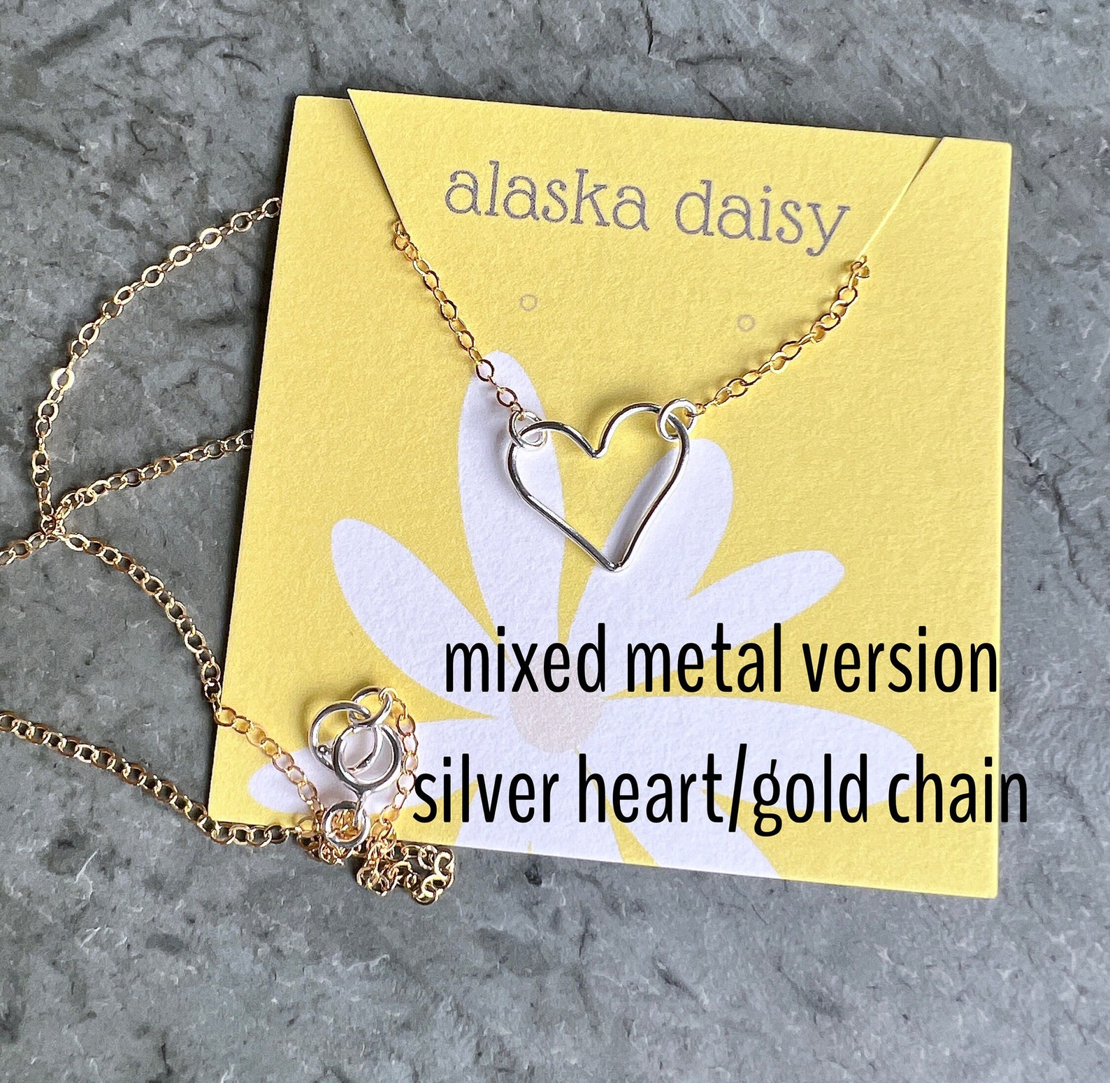Floating Gold Heart Necklace, Dainty Open Heart, Simple Minimal Gold ...