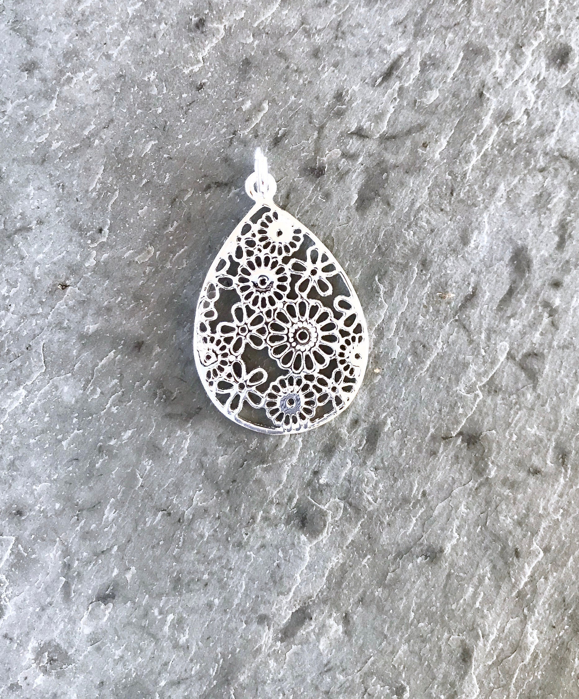Filigree Teardrop Necklace Sterling Silver Pendant Choose - Etsy