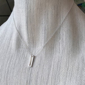 Sterling Silver Open Rectangle Necklace: Minimalist Geometric Pendant ...
