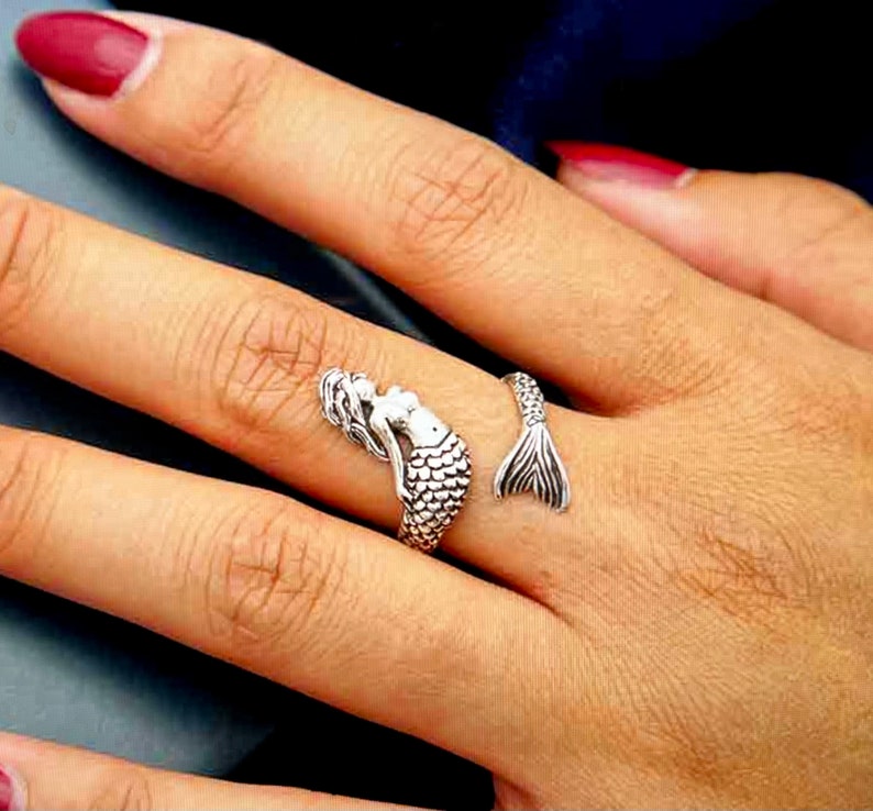 Sterling Silver Mermaid Ring Mermaid Jewelry Adjustable - Etsy