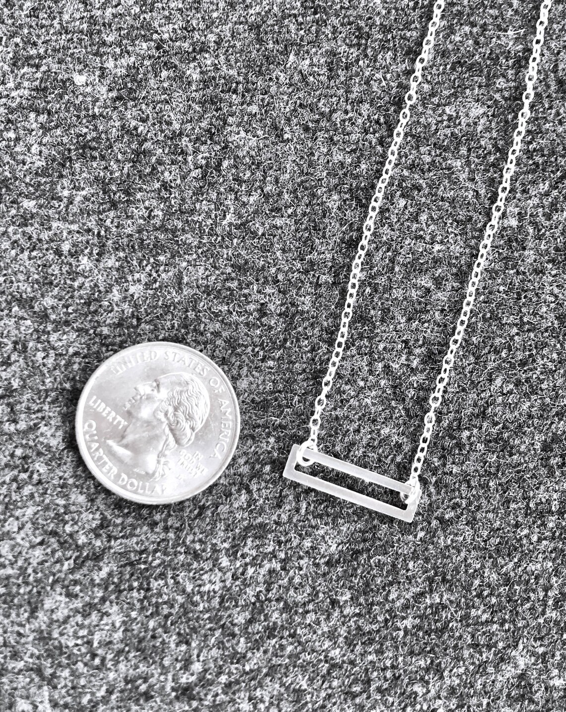 Sterling Silver Open Rectangle Necklace: Minimalist Geometric Pendant ...