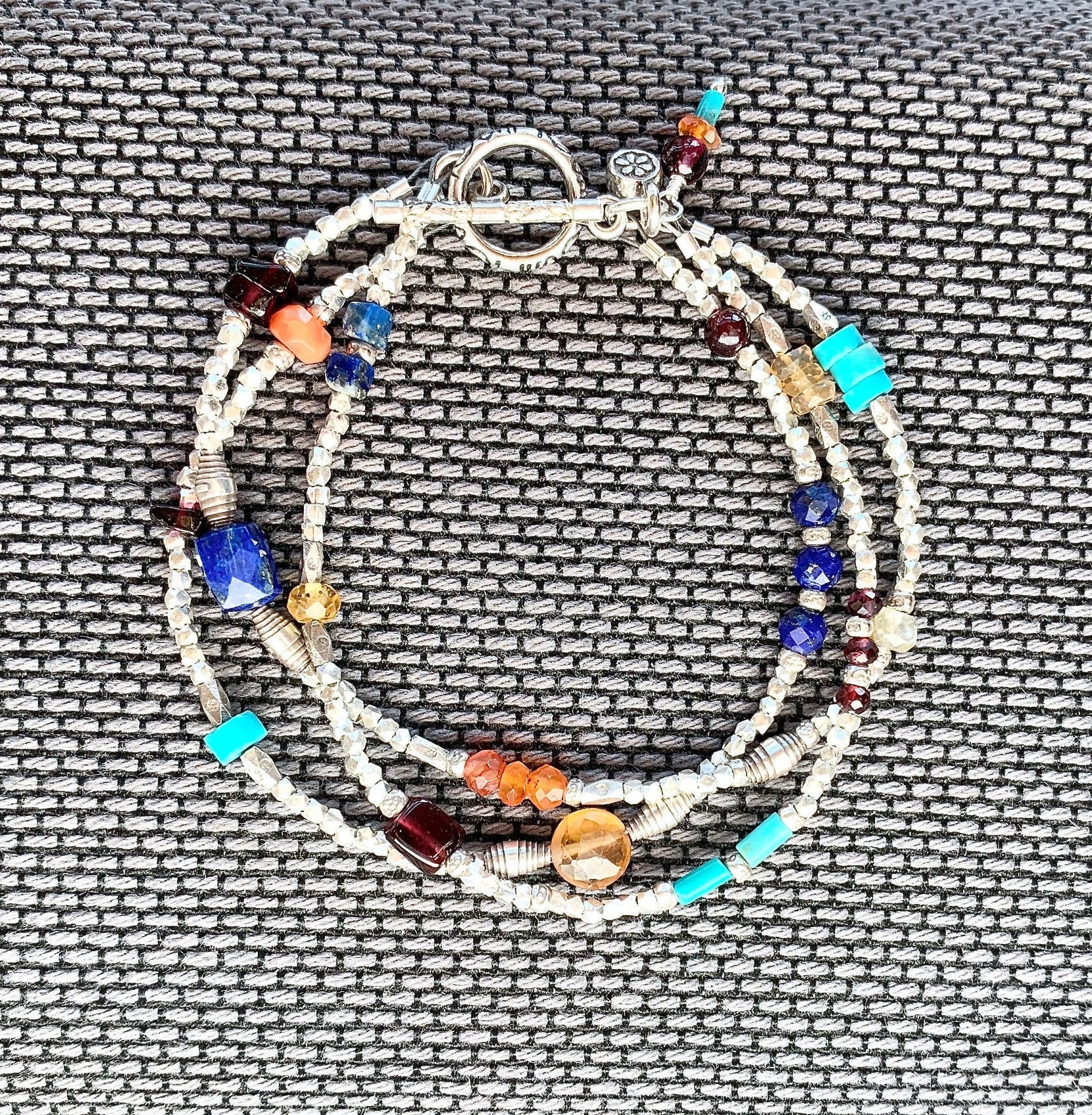 Three Strand Gemstone Bracelet Sterling Silver 3 Strands - Etsy