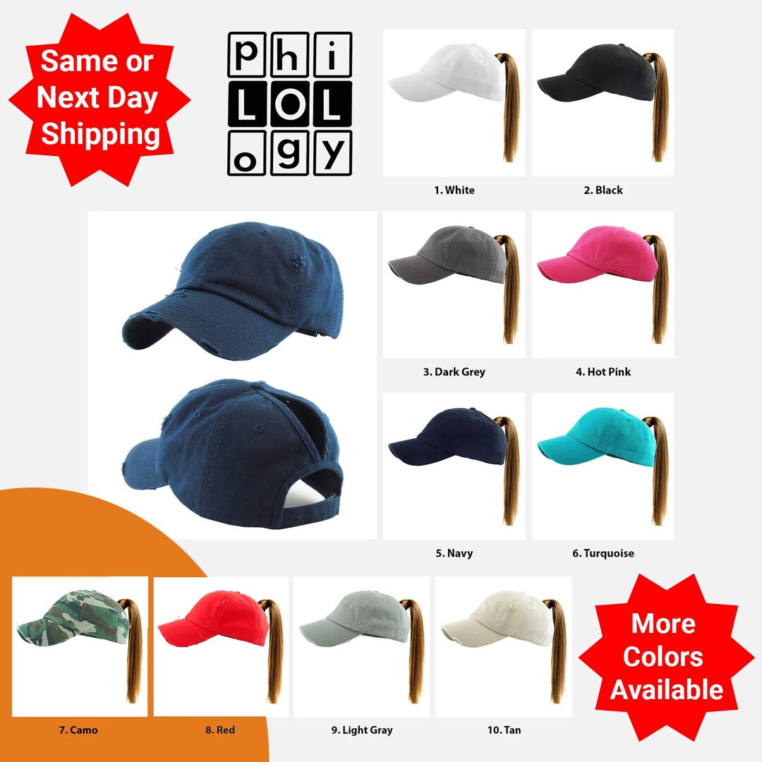 Ponytail Hat, Embroidered Cap, Custom Hat, Distressed Hat, Personalized ...