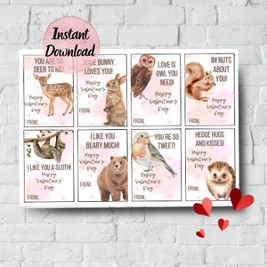 Printable Animals Valentines Day Cards for Kids • Digital Download ...