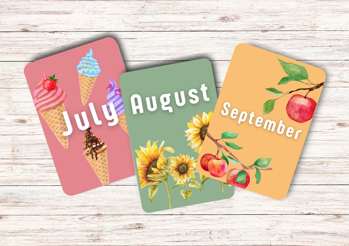 Months of the Year Flashcards Matching Memory Game Printables English ...