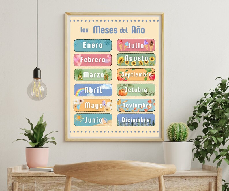Bilingual Months of the Year Meses Del Año Educational Prints Classroom ...