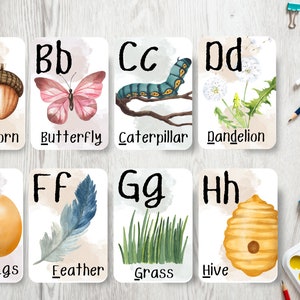 Alphabet ABC Flashcards Nature Inspired Learning Cards Printable ...