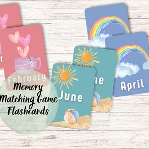 Months of the Year Flashcards Matching Memory Game Printables English ...