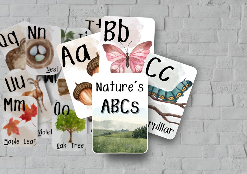 Alphabet ABC Flashcards Nature Inspired Learning Cards Printable ...