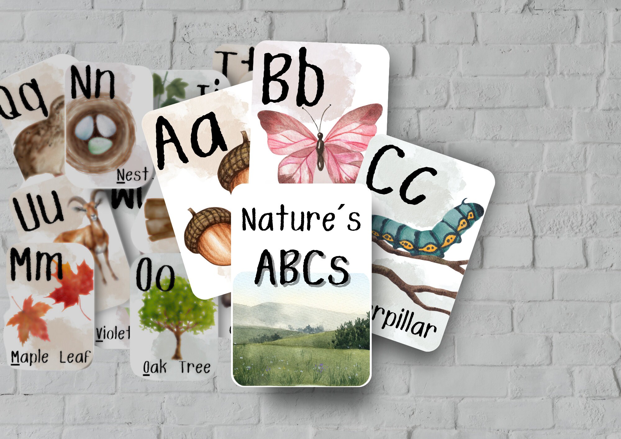 Alphabet ABC Flashcards Nature Inspired Learning Cards Printable ...