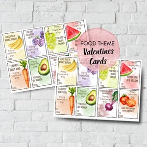 Printable Food Valentines Day Cards for Kids • Fruit and Veggies Theme ...