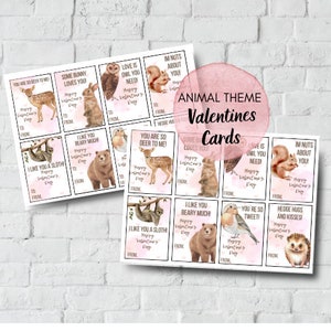 Printable Animals Valentines Day Cards for Kids • Digital Download ...